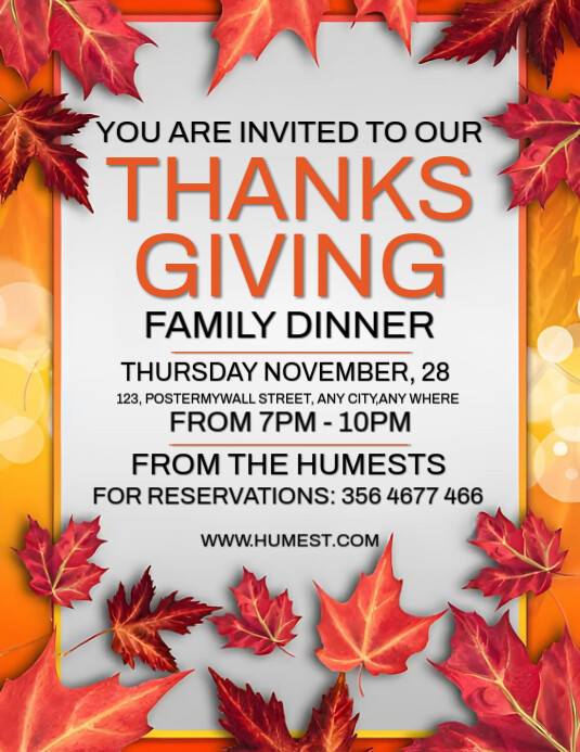 Copy of Thanksgiving Dinner Design | PosterMyWall