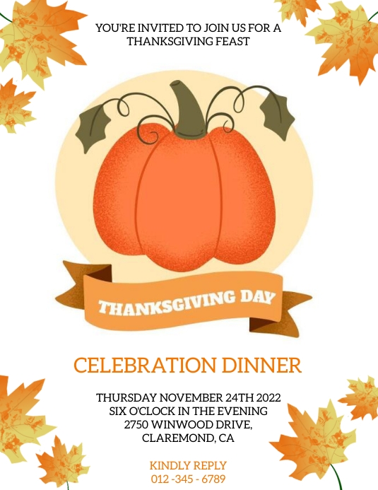 THANKSGIVING DINNER event ad template | PosterMyWall