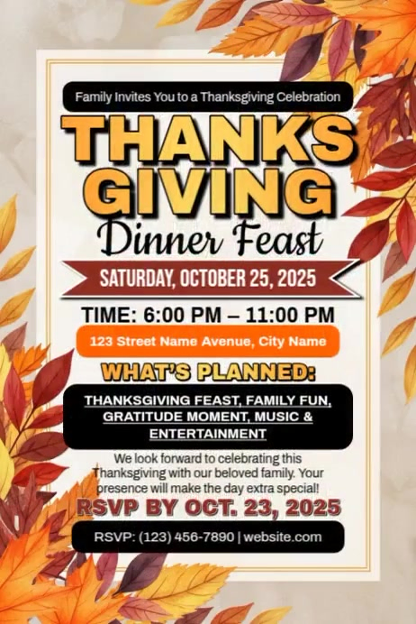 Thanksgiving Dinner Feast Template | PosterMyWall