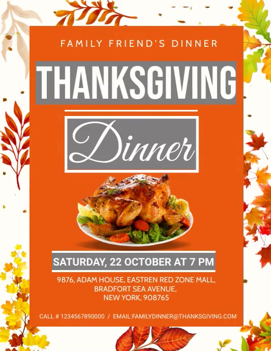 Thanksgiving Dinner Flyer Template | PosterMyWall