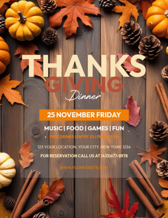 thanksgiving dinner flyer Modelo | PosterMyWall