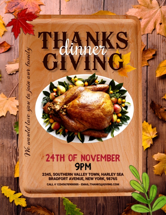 Thanksgiving dinner Flyer Template | PosterMyWall