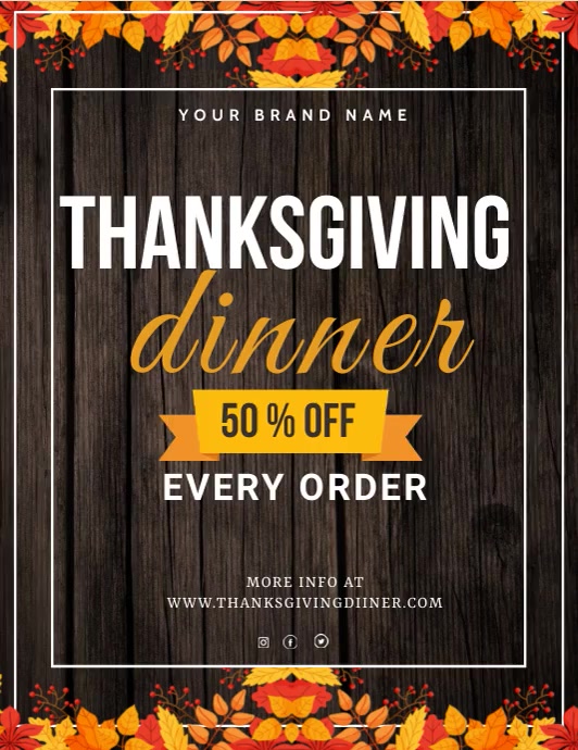 Thanksgiving Dinner Flyer Template | PosterMyWall