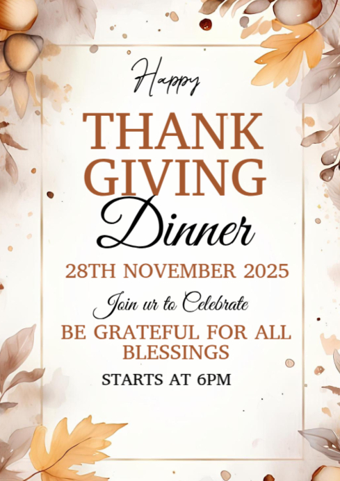 Thanksgiving Dinner Flyer Template | PosterMyWall