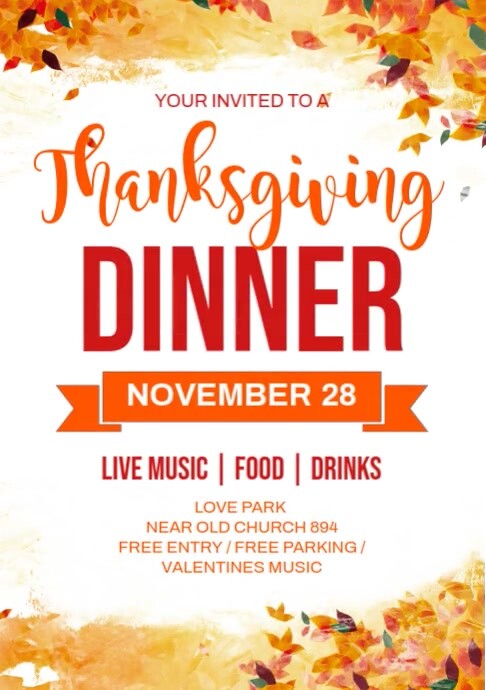 Thanksgiving Dinner Flyer Template | PosterMyWall