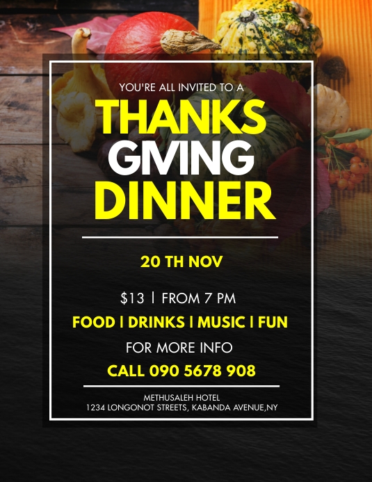 THANKSGIVING DINNER FLYER Template | PosterMyWall