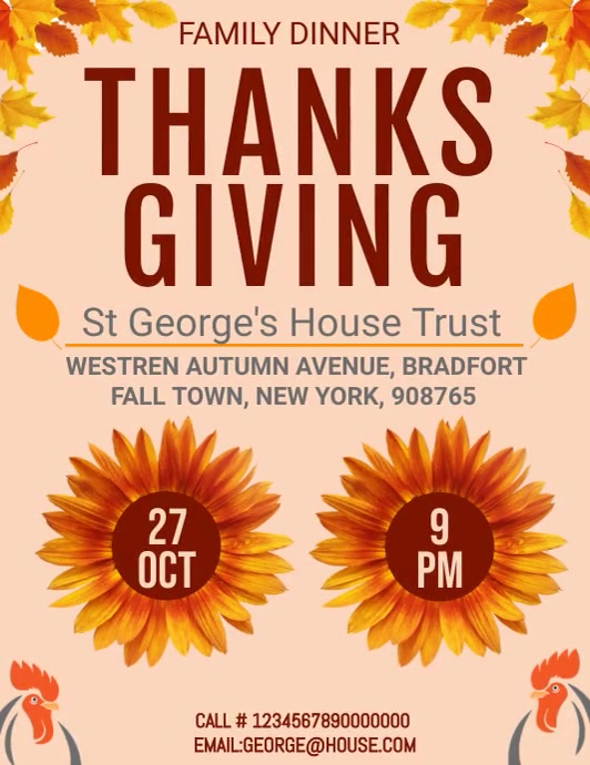 Thanksgiving Dinner Flyer Template | PosterMyWall