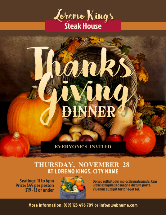 Thanksgiving Dinner Flyer Template | PosterMyWall