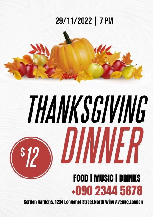 THANKSGIVING DINNER FLYER Template | PosterMyWall