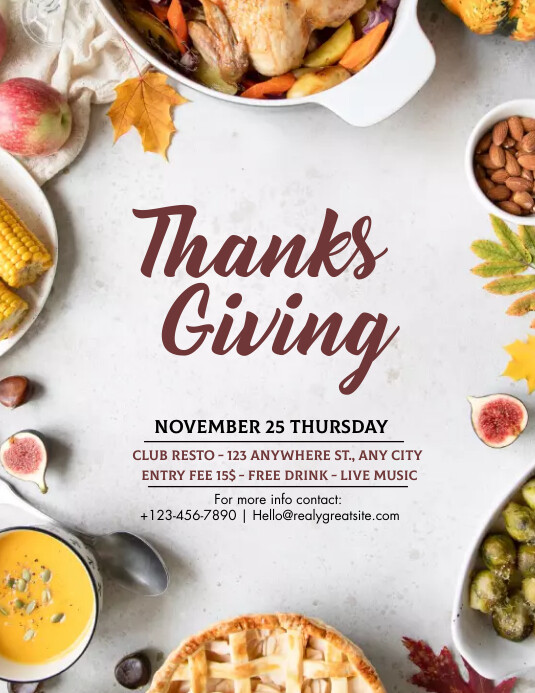 THANKSGIVING DINNER FLYERS Template | PosterMyWall