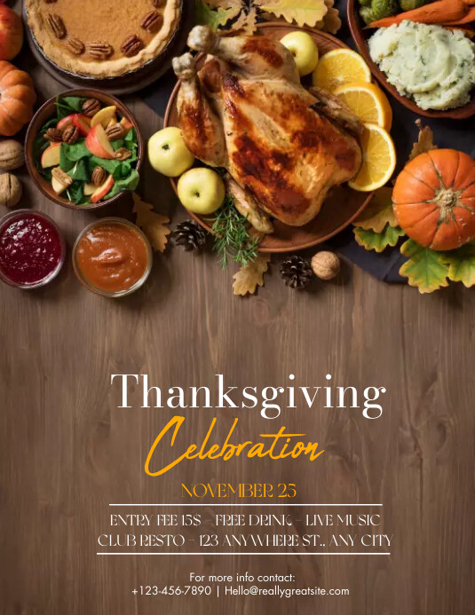 THANKSGIVING DINNER FLYERS Template | PosterMyWall