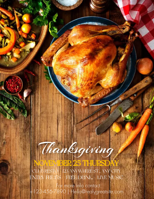 THANKSGIVING DINNER FLYERS Template | PosterMyWall
