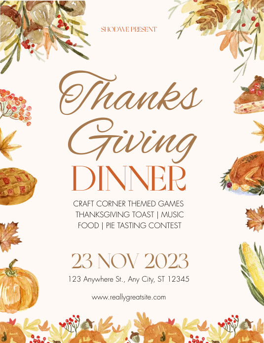 THANKSGIVING DINNER FLYERS Template | PosterMyWall