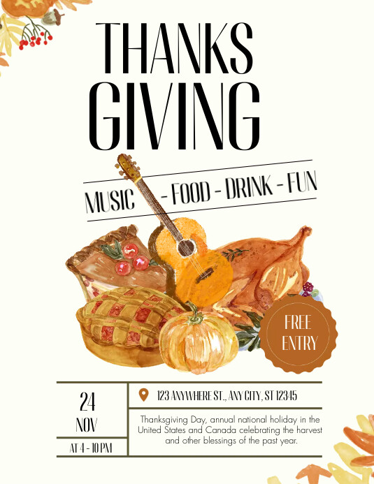 THANKSGIVING DINNER FLYERS Template | PosterMyWall