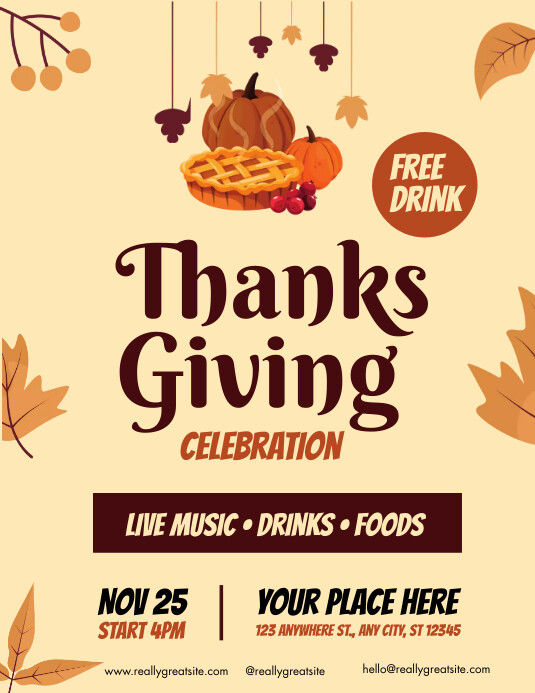 THANKSGIVING DINNER FLYERS Template | PosterMyWall