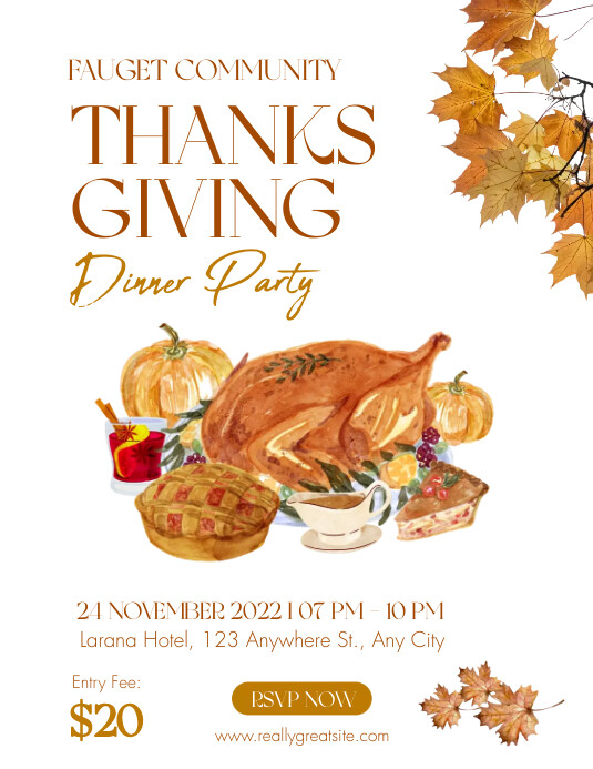 THANKSGIVING DINNER FLYERS Template | PosterMyWall