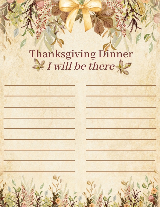 Copy of Thanksgiving Dinner Guest List | PosterMyWall