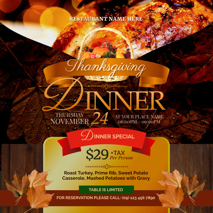Copy of Thanksgiving Dinner Instagram Post | PosterMyWall