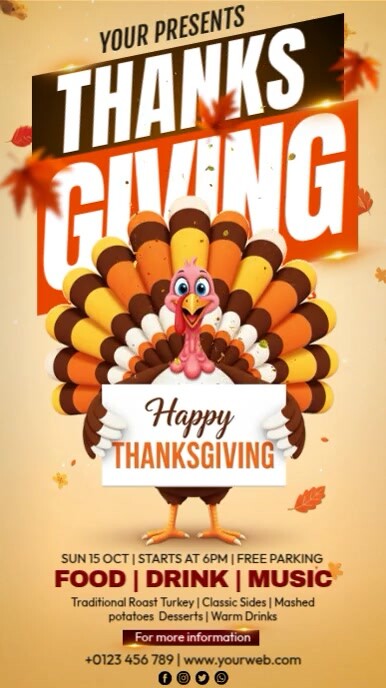 Thanksgiving Dinner Instagram Reel Template | PosterMyWall