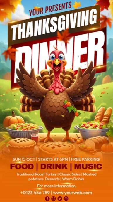 Thanksgiving Dinner Instagram Reel Template | PosterMyWall