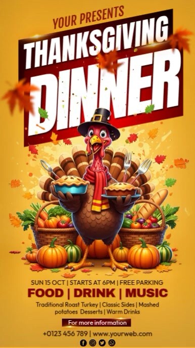 Thanksgiving Dinner Instagram Reel Template | PosterMyWall