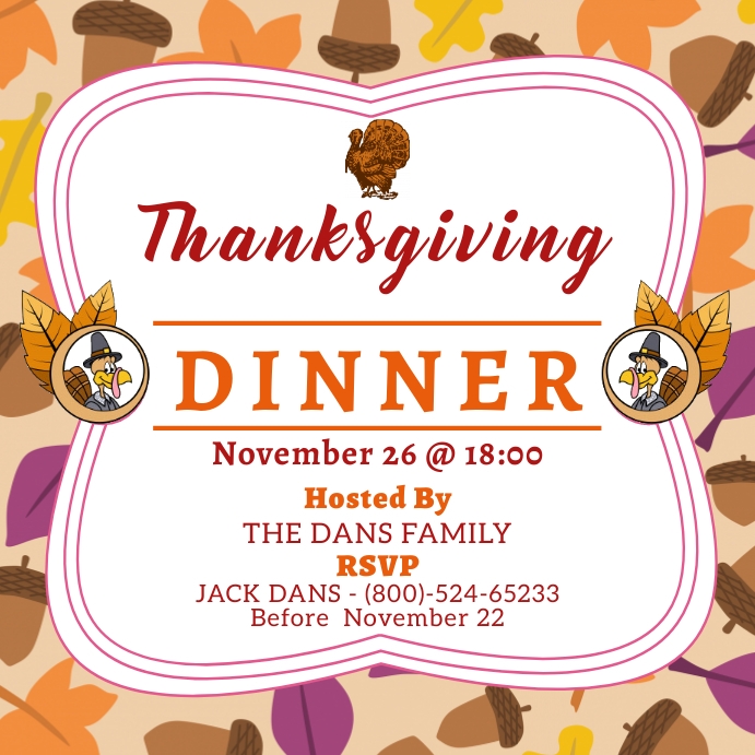 Thanksgiving Dinner Instagram Template | PosterMyWall