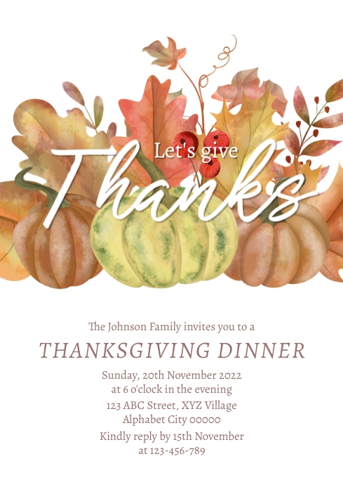 Thanksgiving Dinner Invitation Template | PosterMyWall