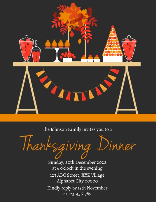 Thanksgiving Dinner Invitation Template | PosterMyWall
