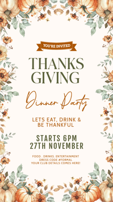 Plantilla de thanksgiving dinner invitation | PosterMyWall