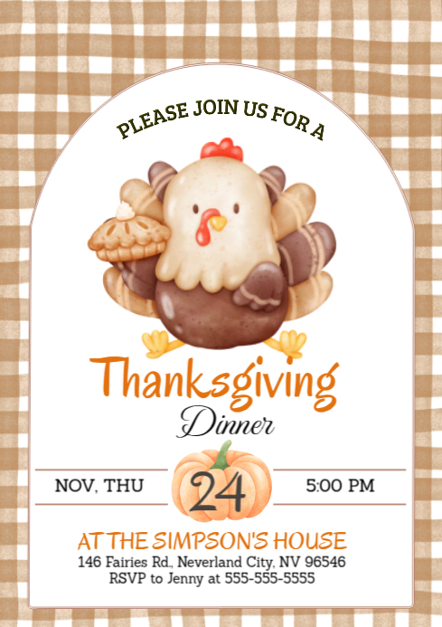 Thanksgiving Dinner Invitation Template | PosterMyWall