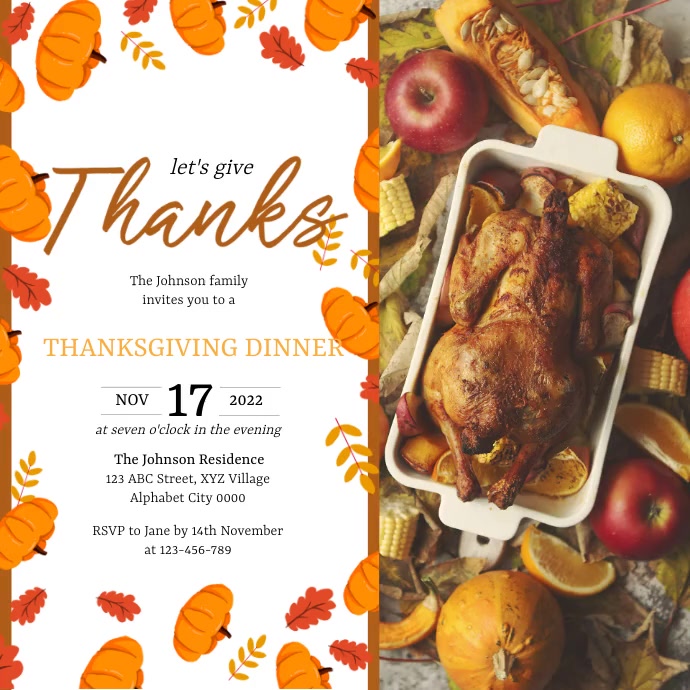 Undangan Makan Malam Thanksgiving Templat | PosterMyWall