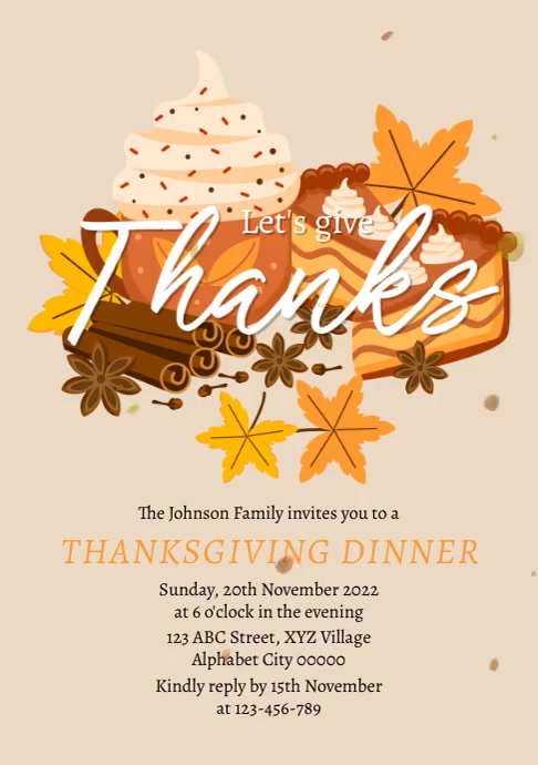 Thanksgiving Dinner Invitation Template | PosterMyWall