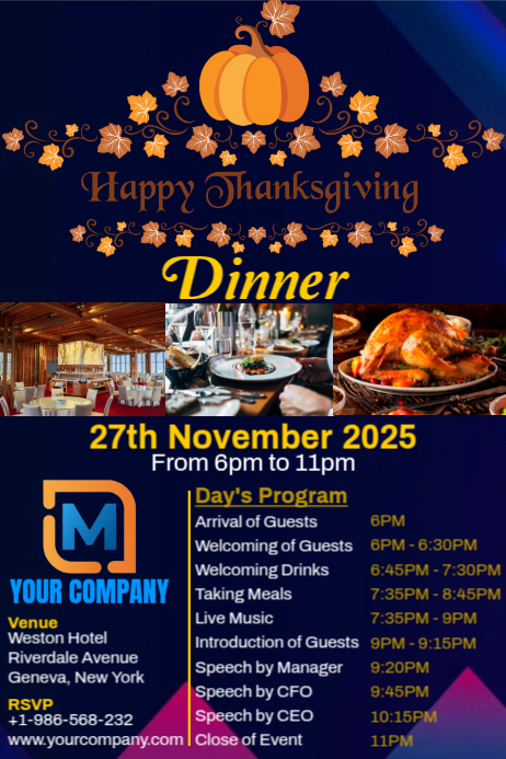 Modèle Thanksgiving dinner Invite Ad | PosterMyWall