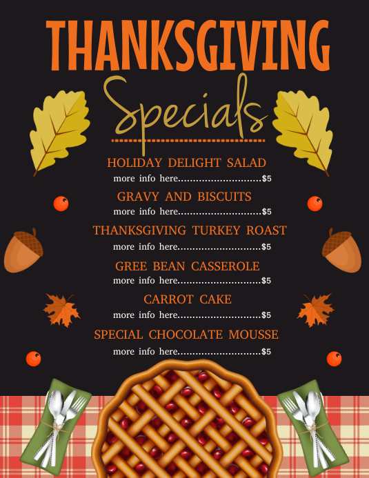 Copy of Thanksgiving dinner menu | PosterMyWall