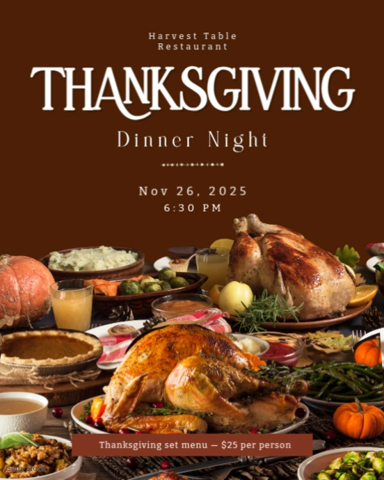 Thanksgiving Dinner Night Square Template | PosterMyWall