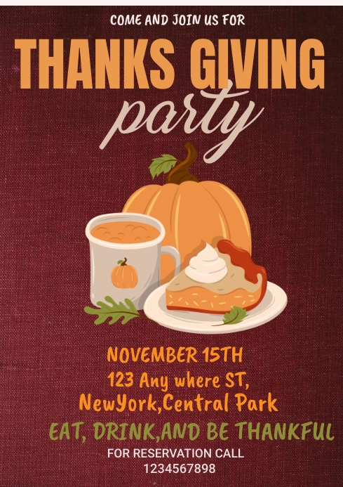 thanksgiving dinner party Template | PosterMyWall