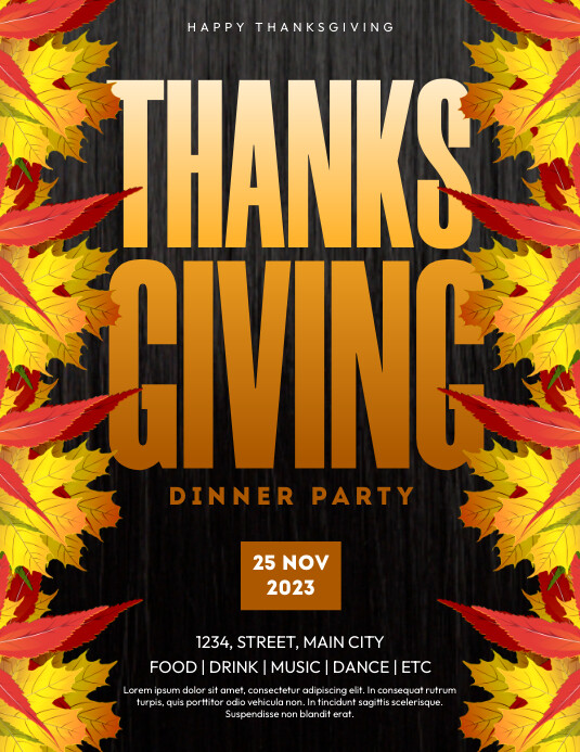 Thanksgiving Dinner Party Template | PosterMyWall