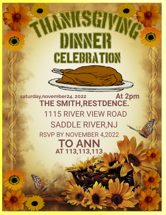 Thanksgiving dinner party Template | PosterMyWall
