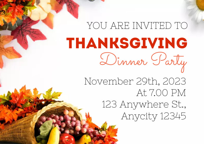 Thanksgiving Dinner Party Template | PosterMyWall