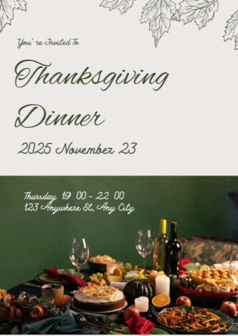 Thanksgiving dinner party Template | PosterMyWall