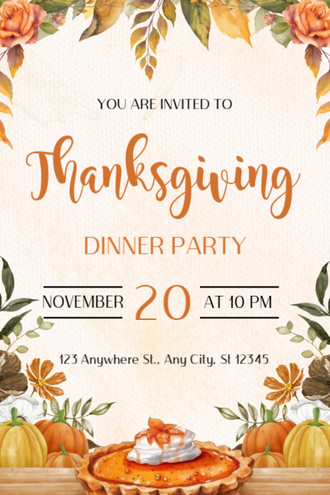 Thanksgiving Dinner Party Template | PosterMyWall