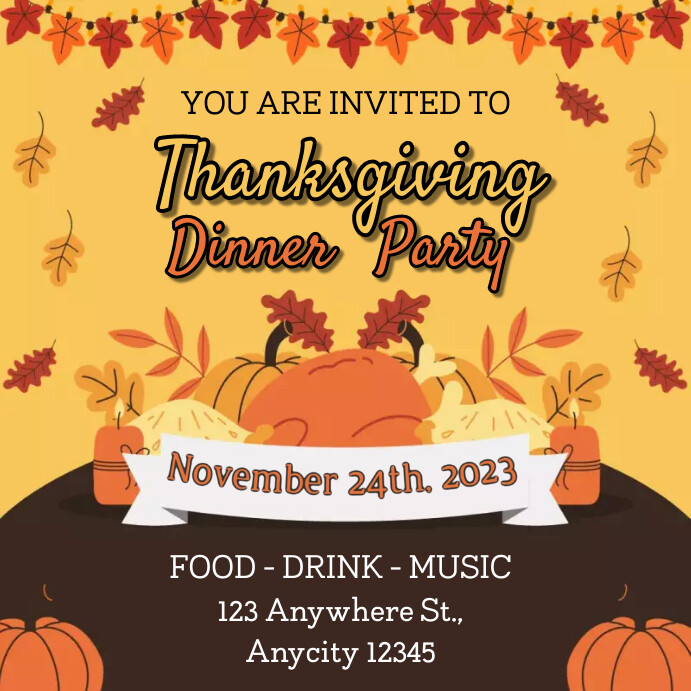 Thanksgiving Dinner Party Template | PosterMyWall
