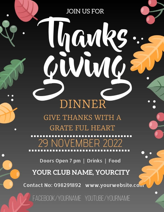 thanksgiving dinner party Template | PosterMyWall