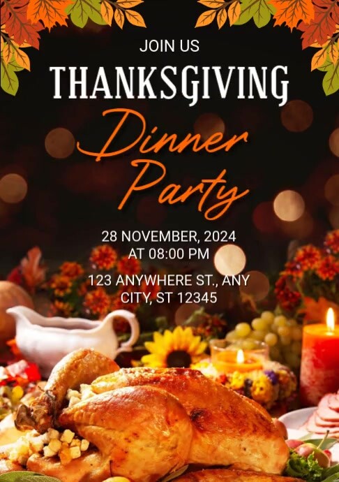 Plantilla de Thanksgiving Dinner Party | PosterMyWall