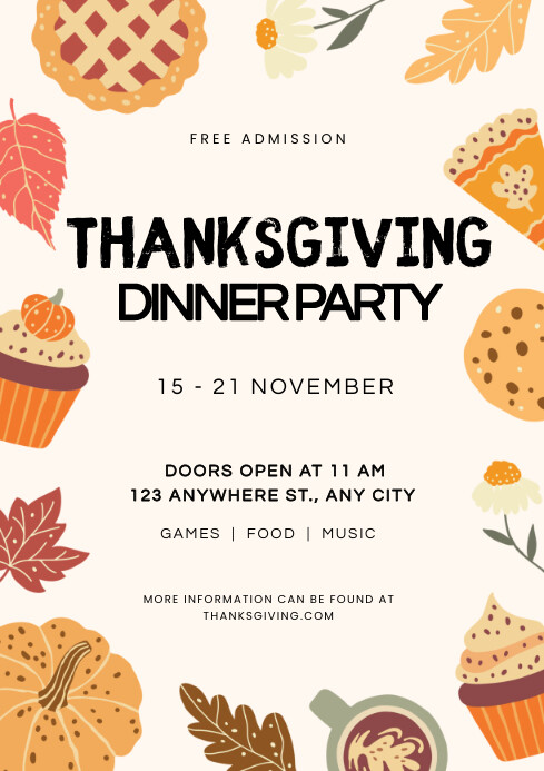 Thanksgiving Dinner Party Template | PosterMyWall