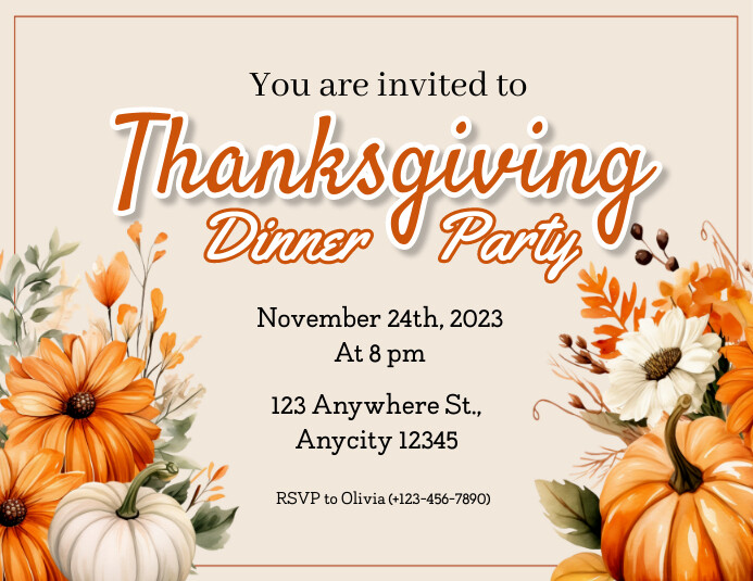 Thanksgiving Dinner Party Templat | PosterMyWall