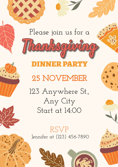 Thanksgiving Dinner Party Template | PosterMyWall