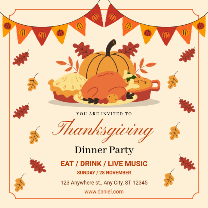 Thanksgiving Dinner Party Template | PosterMyWall