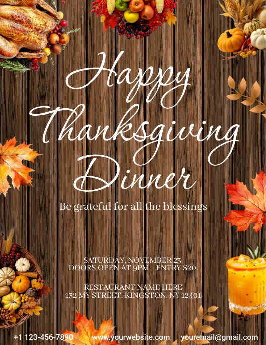 Plantilla de Thanksgiving Dinner Party Flyer | PosterMyWall