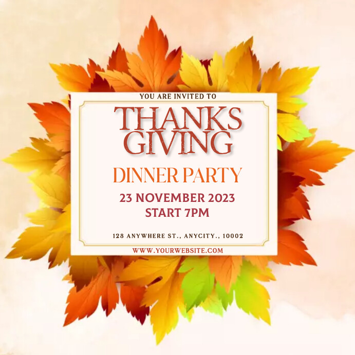 Thanksgiving Dinner Party Invitation Template | PosterMyWall